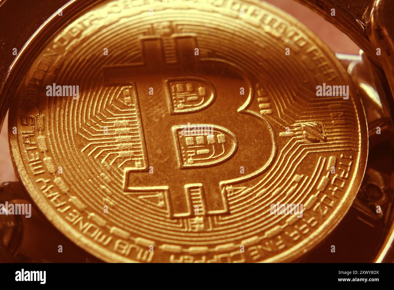Golden bitcoin icon concept. Digital wallets and crypto currency ...