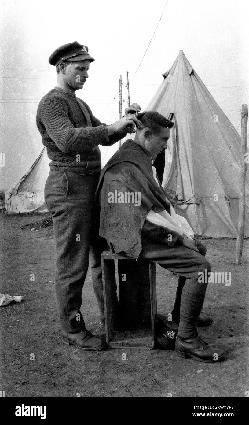 Royal Artillery soldier getting a military style hair cut in France ...