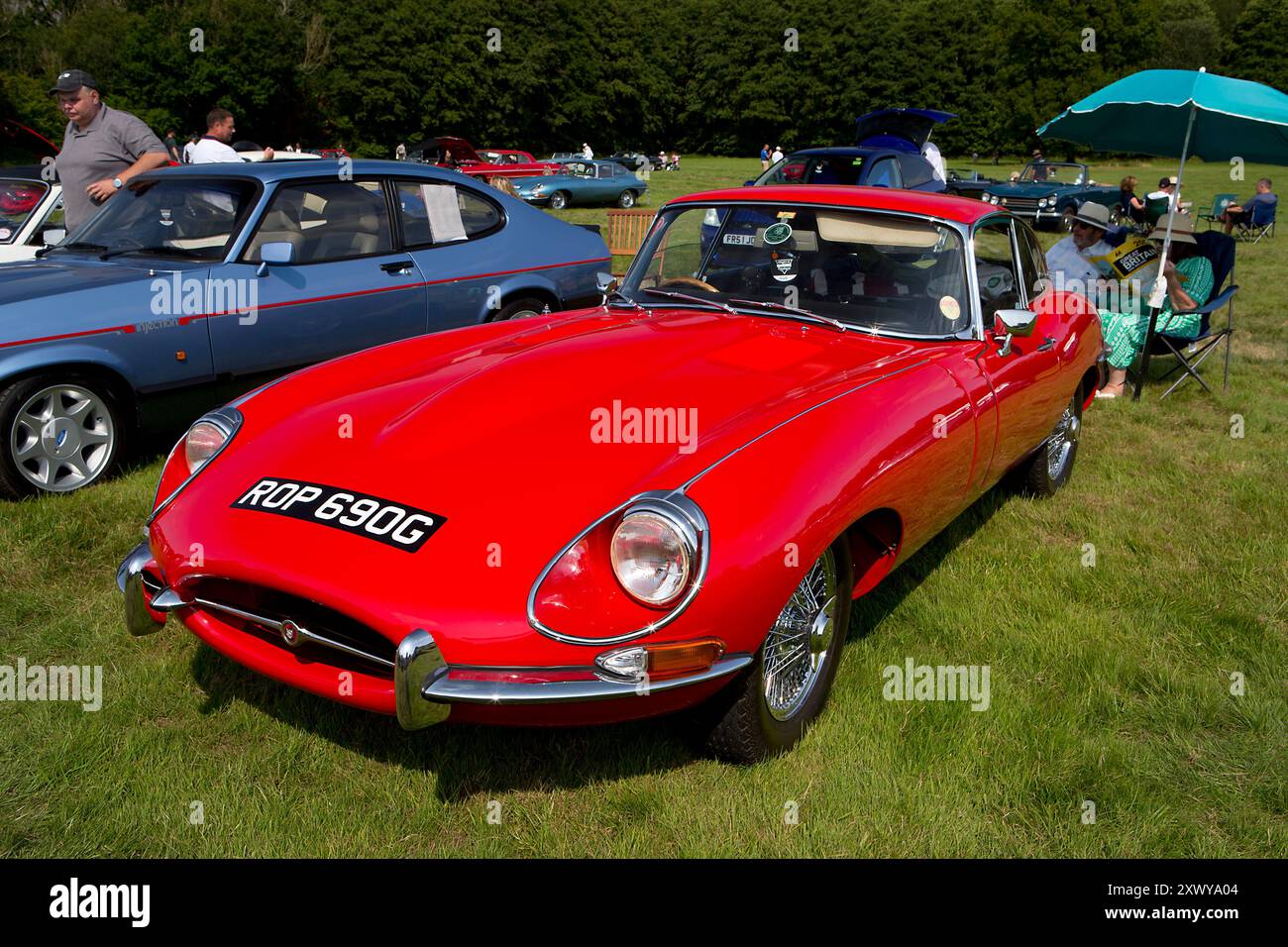 Red Jaguar E-type FHC Series 2 at the Classics at Penshurst Car Show at ...