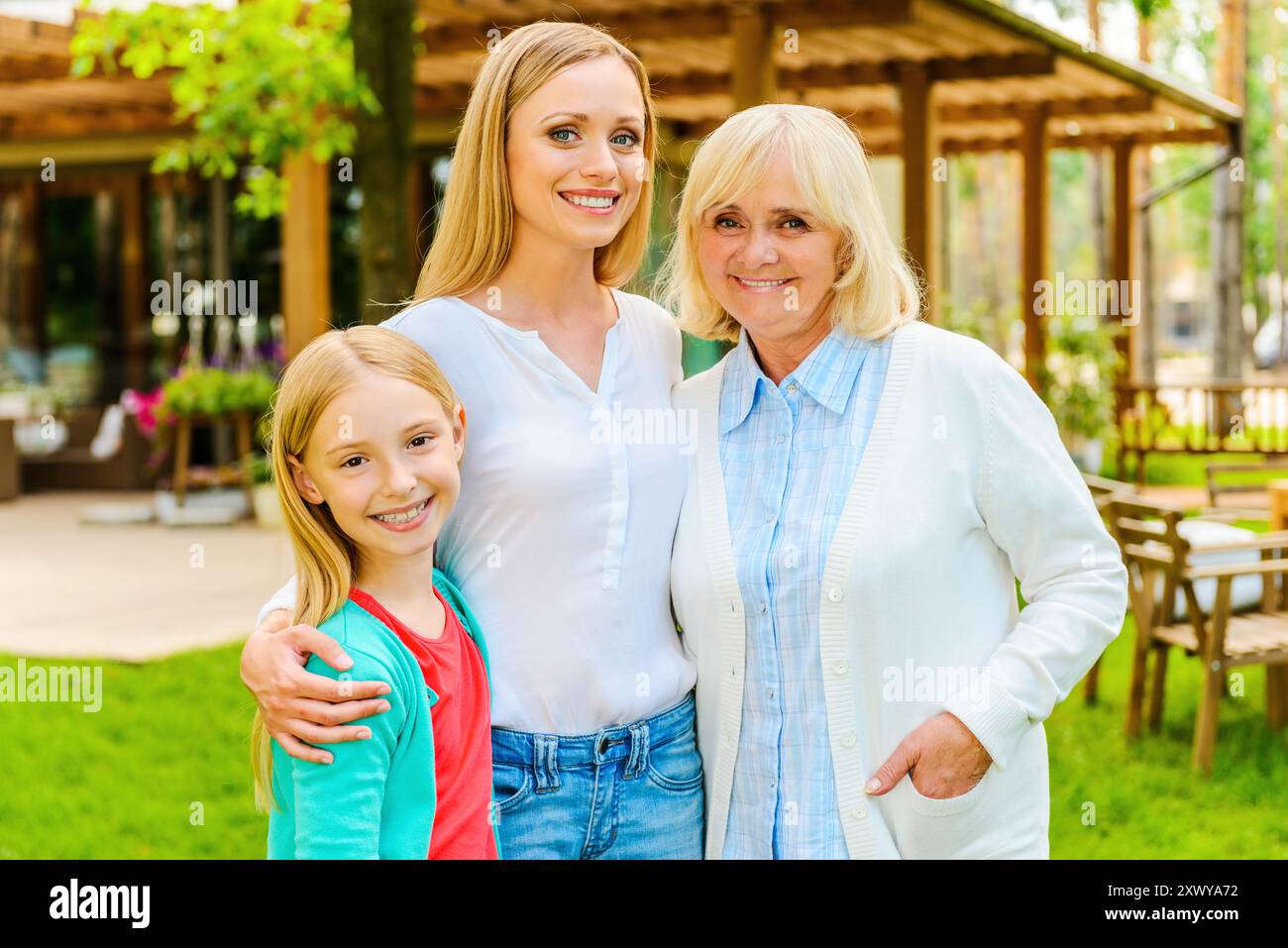 Three generations of happy women. Three generations of family women ...