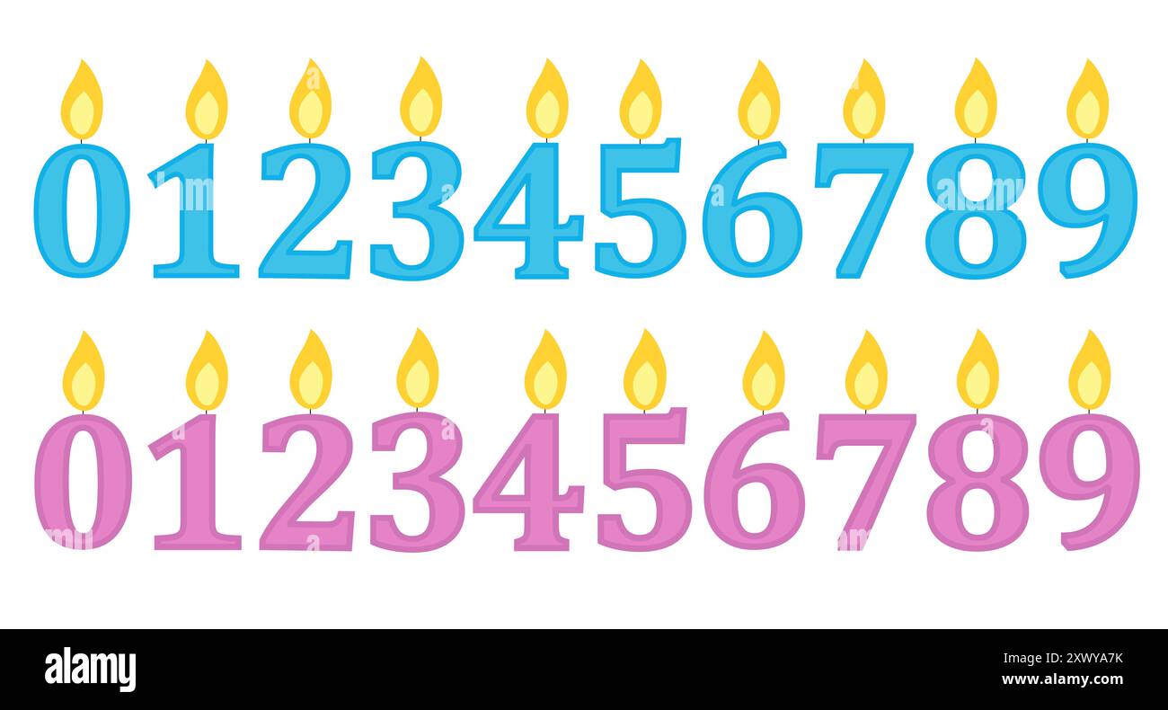 Birthday number candles from 0 to 9 Stock Photo - Alamy