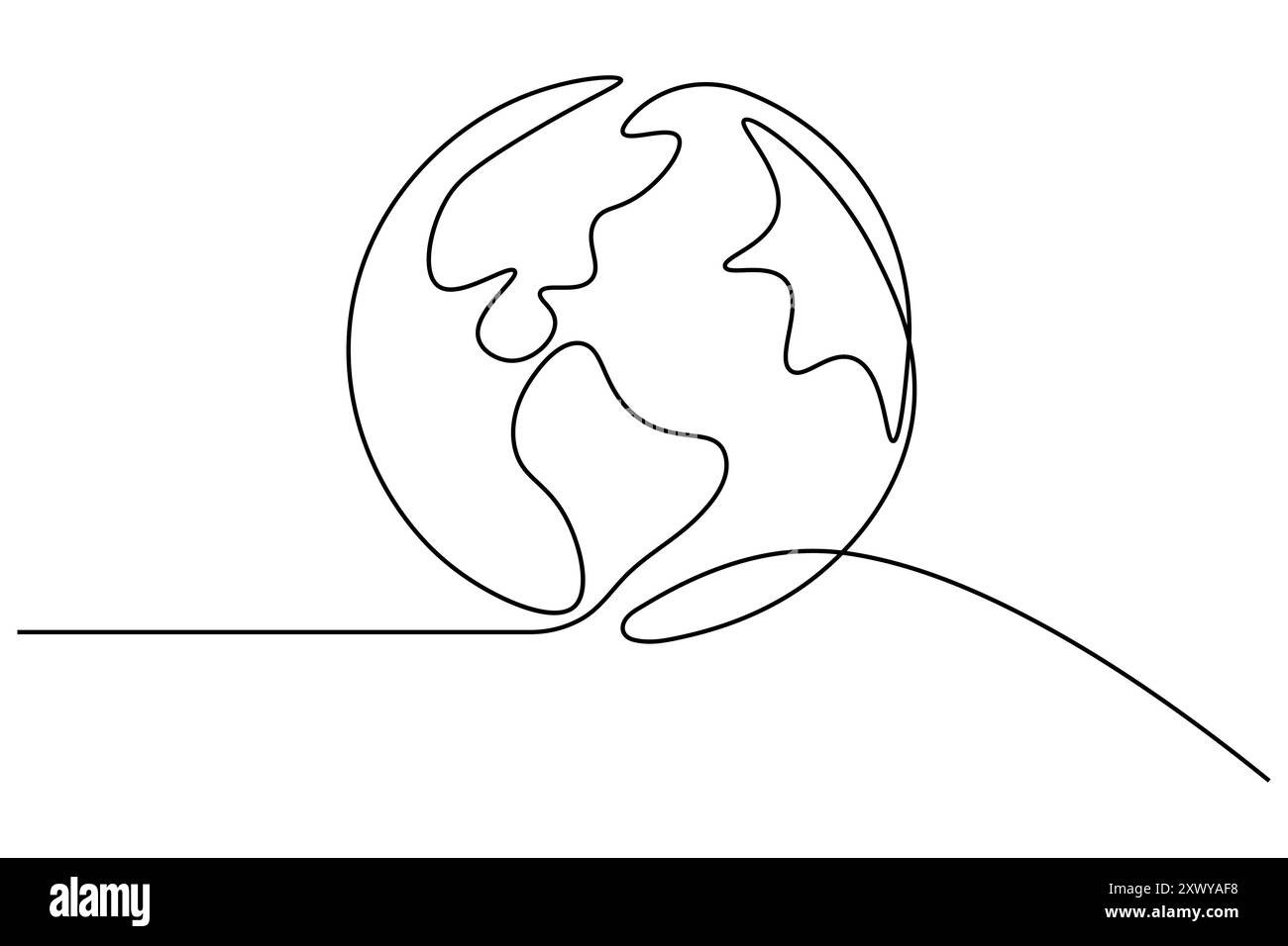 Earth globe continuous one line drawing of isolated outline vector icon ...