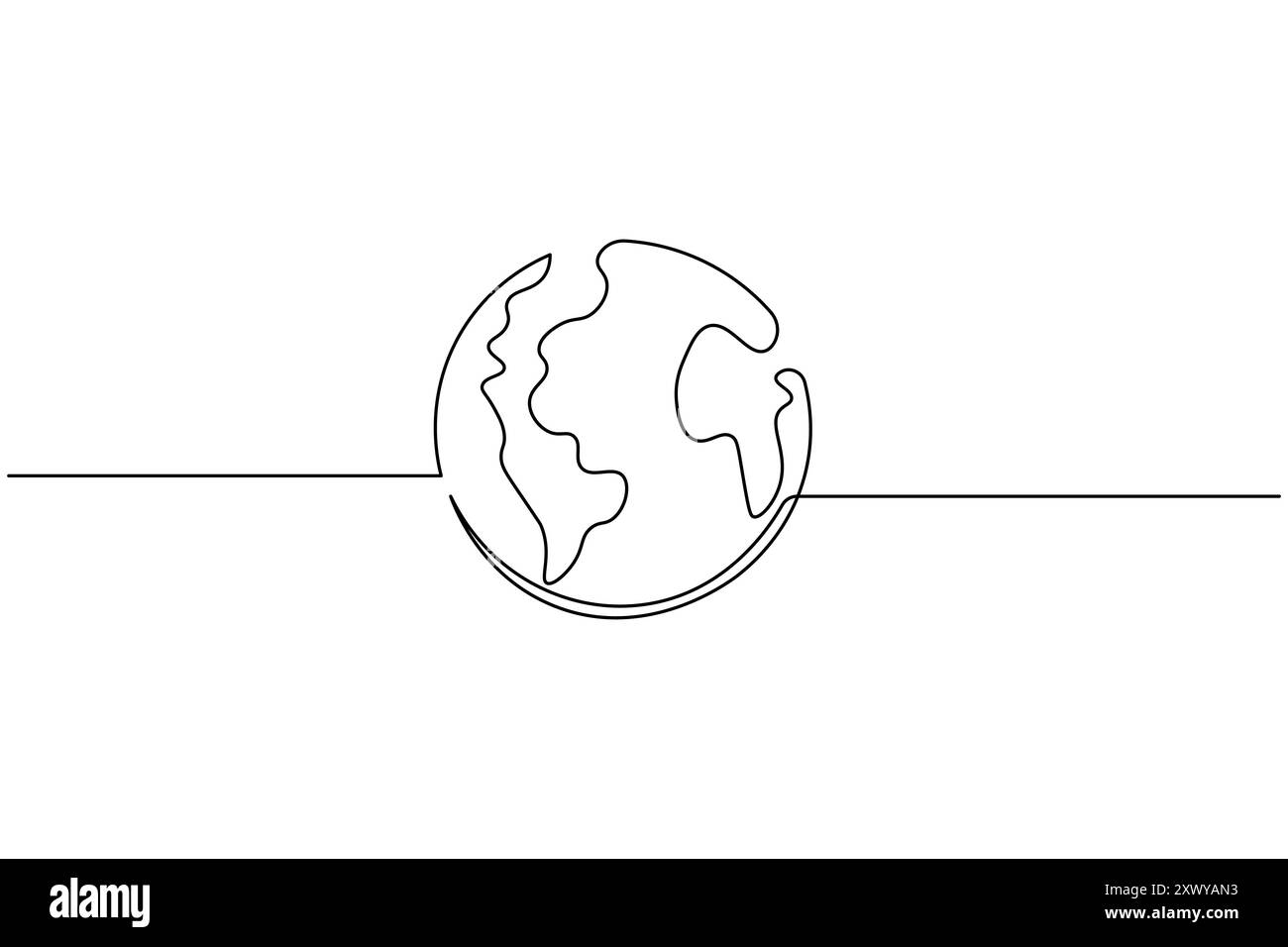 Earth globe continuous one line drawing of isolated outline vector icon ...