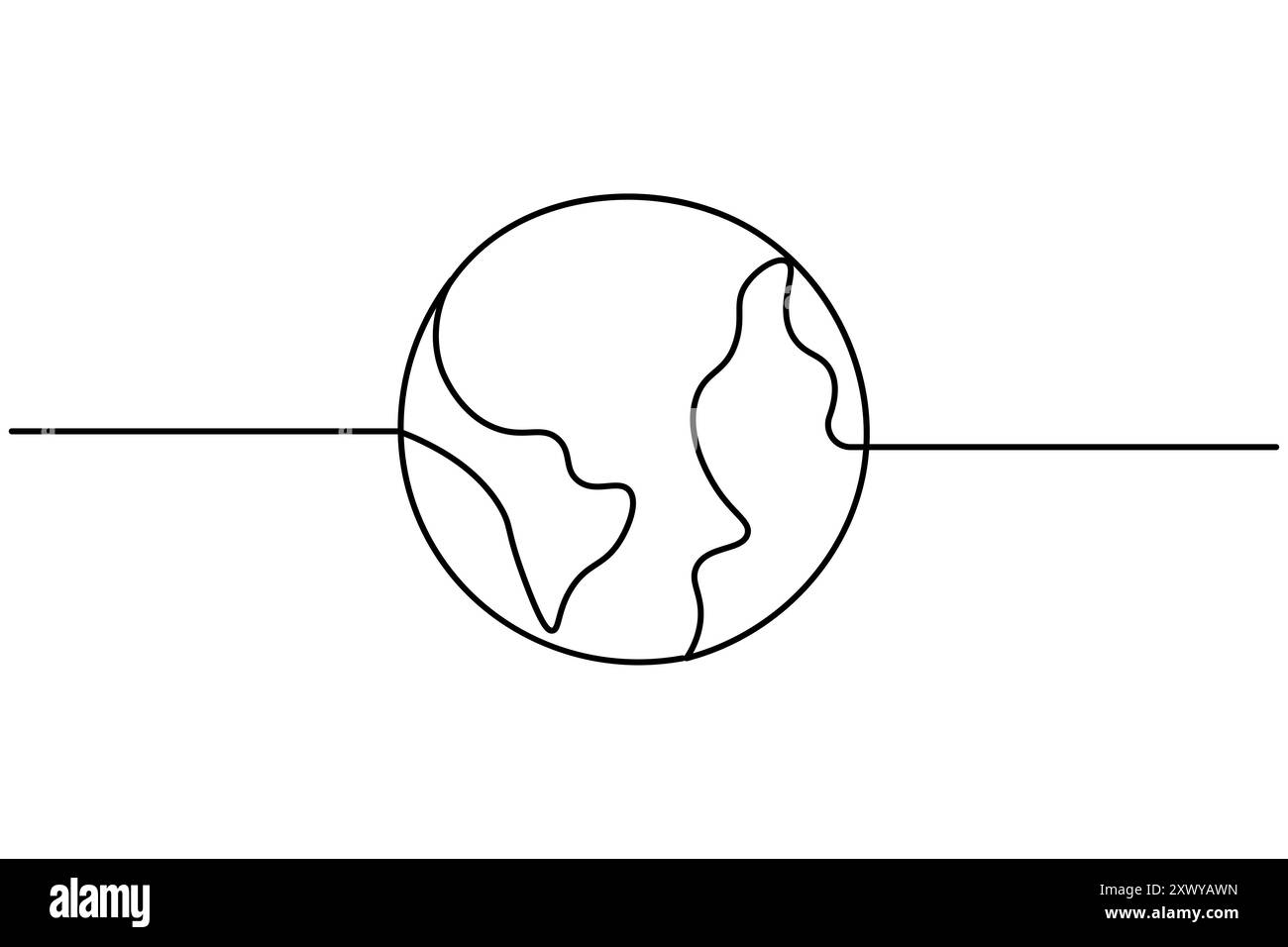 Earth globe continuous one line drawing of isolated outline vector icon ...