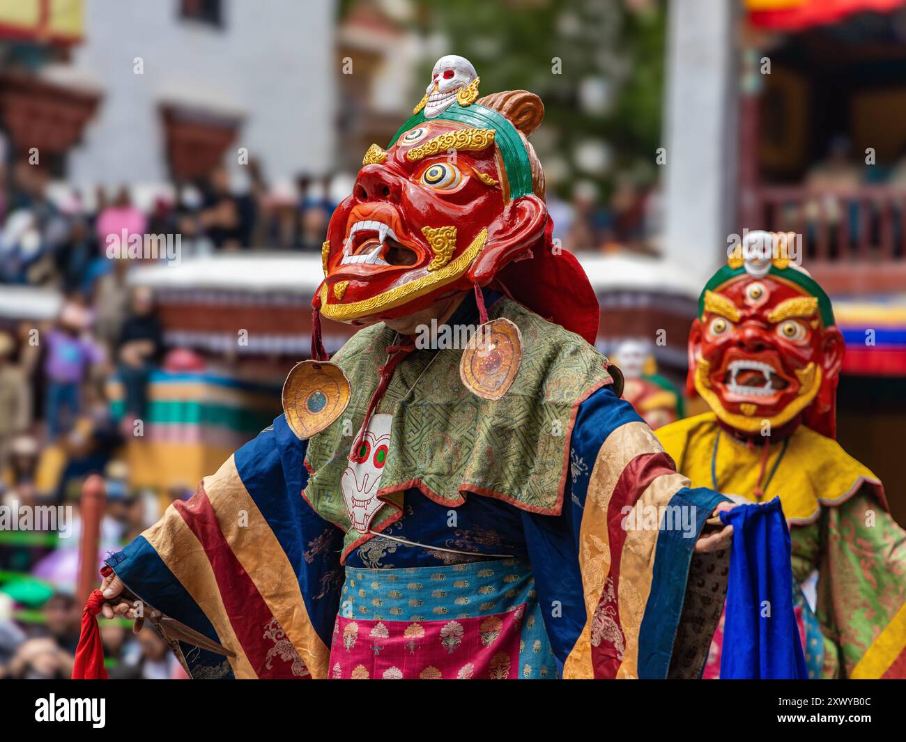 Ladakhi monks wearing traditional costume and performing Cham dance at ...