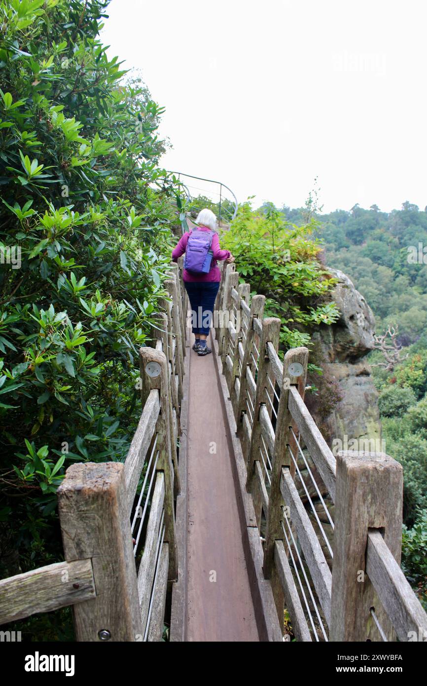 Walker Crossing The Swiss Bridge - Hawkstone Follies Park, Shropshire ...