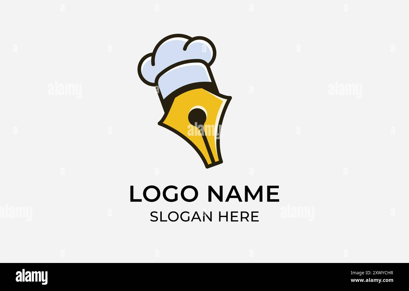 Logo Chef hat and Pen nib. vlogger, food writer, food review, class ...