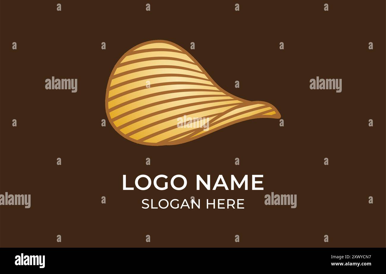 Logo Minimalist golden chrips or potato chips, snack, meal, fastfood ...