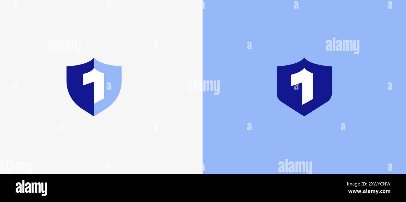 Logo number 1 and shield, tech, database, security, antivirus guard and ...