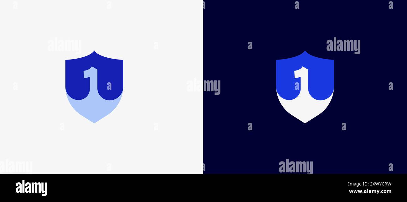 Logo number 1 and shield, tech, database, security, antivirus guard and ...