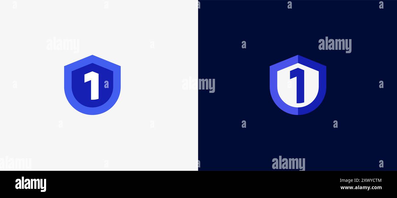 Logo number 1 and shield, tech, database, security, antivirus guard and ...