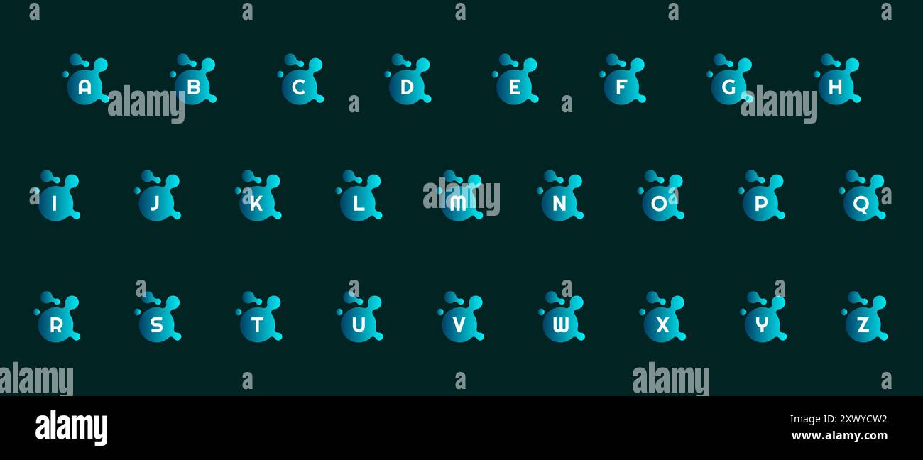 Mega bundle logo 26 alphabet with Molecule concept, bio, chemical ...