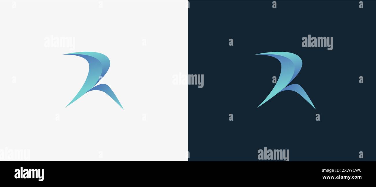 Logo abstract minimalist Letter R with meaning wings fly freedom ...