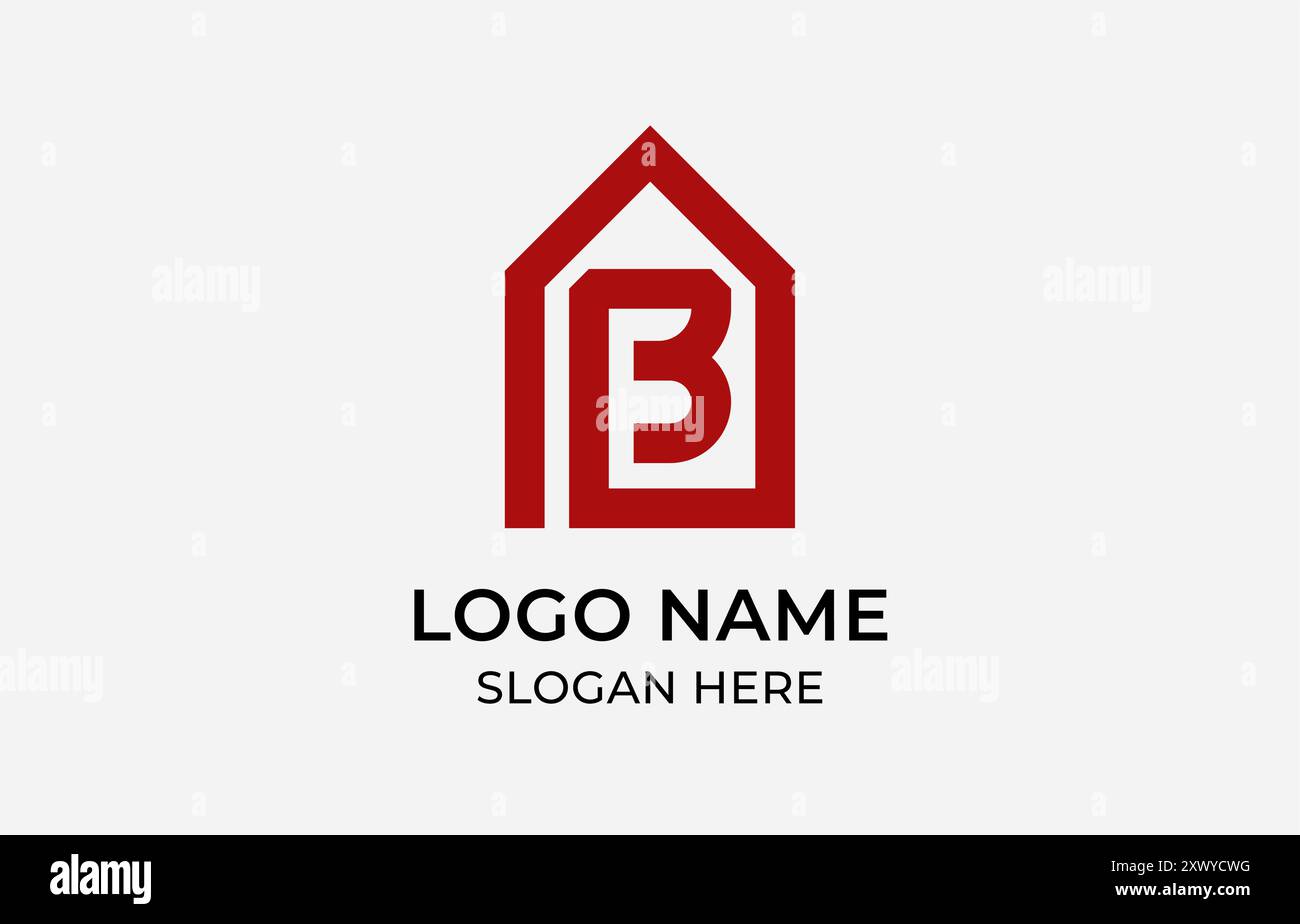 Logo Minimalist icon House and letter B with bold Line icon concept ...