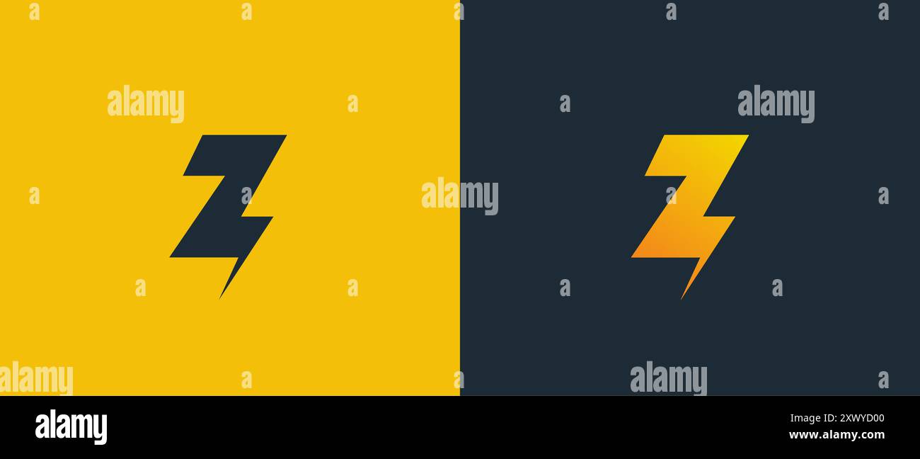 Logo minimalist letter Z and flash, thunder or power, electricity ...