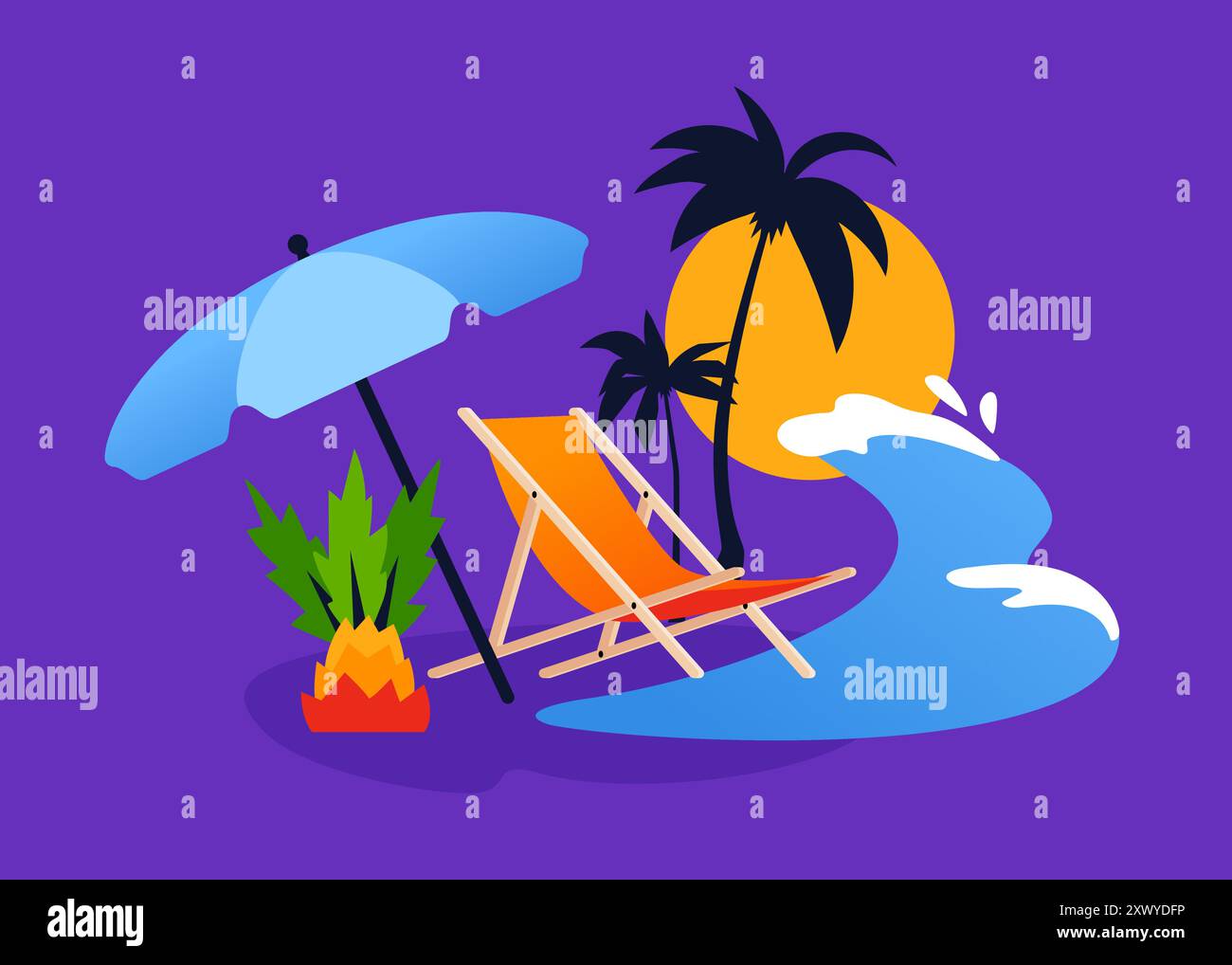 Rest in a sun lounger - modern colored vector illustration Stock Vector ...