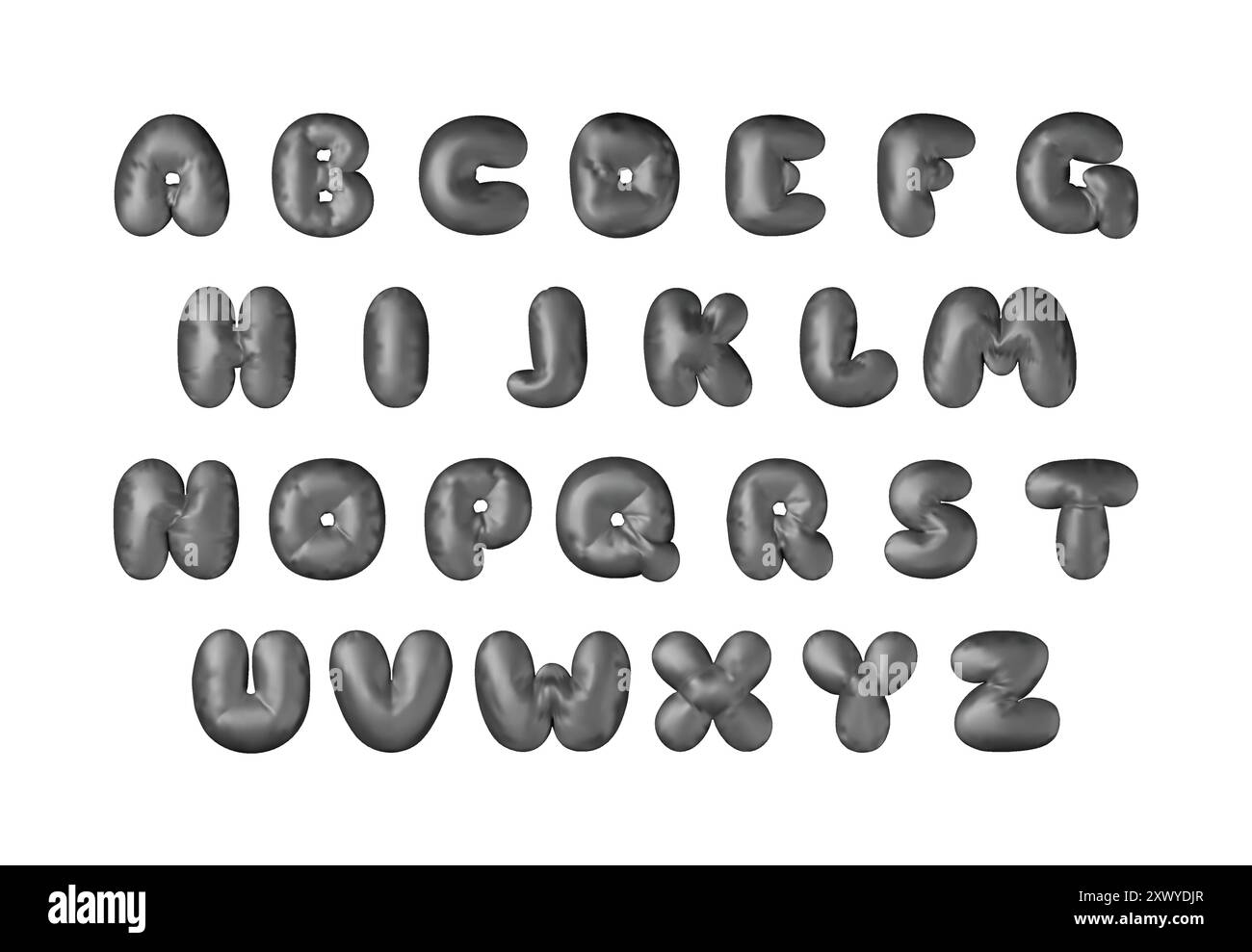 3d black alphabet balloon set isolated on white Stock Vector Image ...