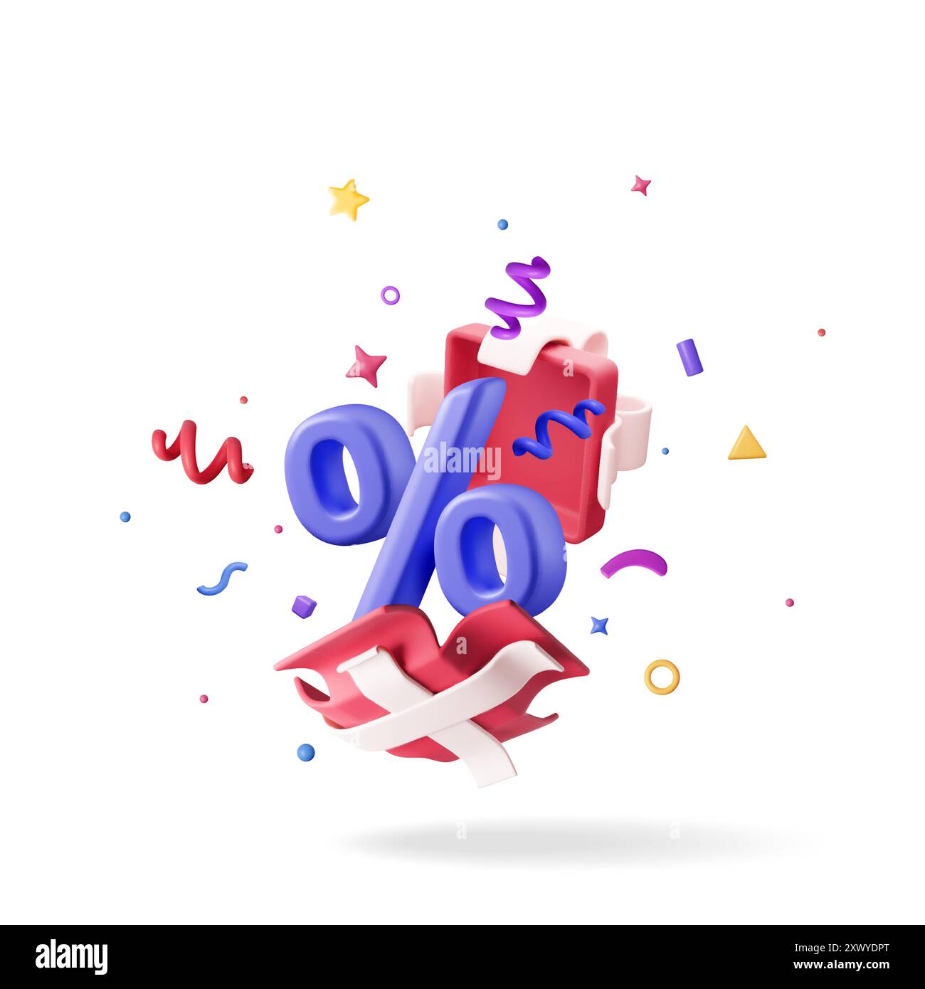 3D gift box with percentage symbol and confetti Stock Vector Image ...