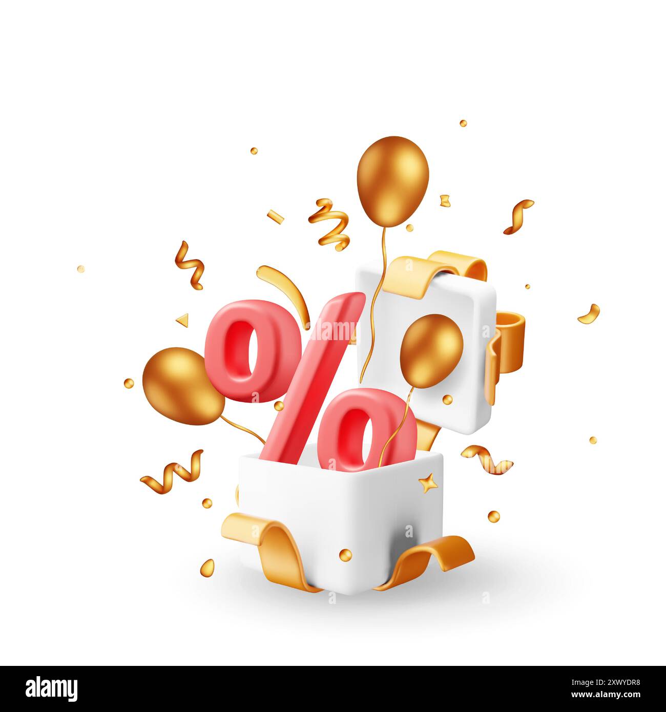 3D gift box with percentage symbol and confetti Stock Vector Image ...