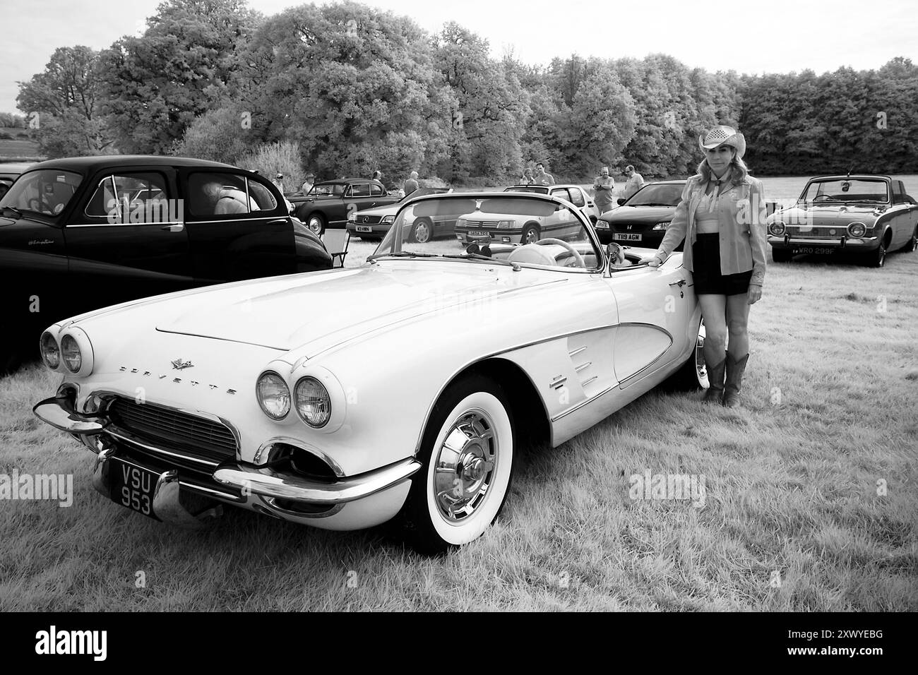 Rachel Corke beside her 1961 Chevrolet Corvette at the Classics at ...