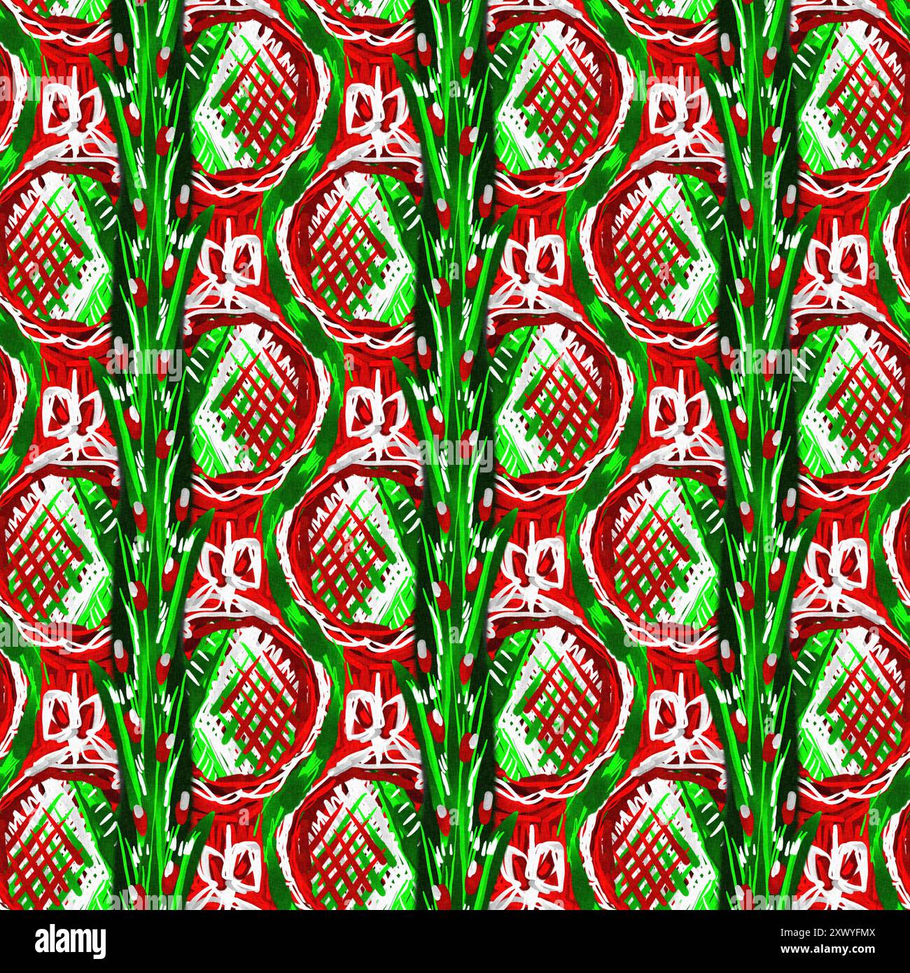 Modern christmas foliage bauble in traditional red green colors for ...