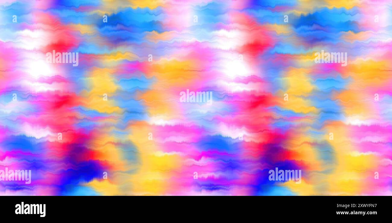 Modern rainbow blur summer seamless border pattern for a funky hippy ...