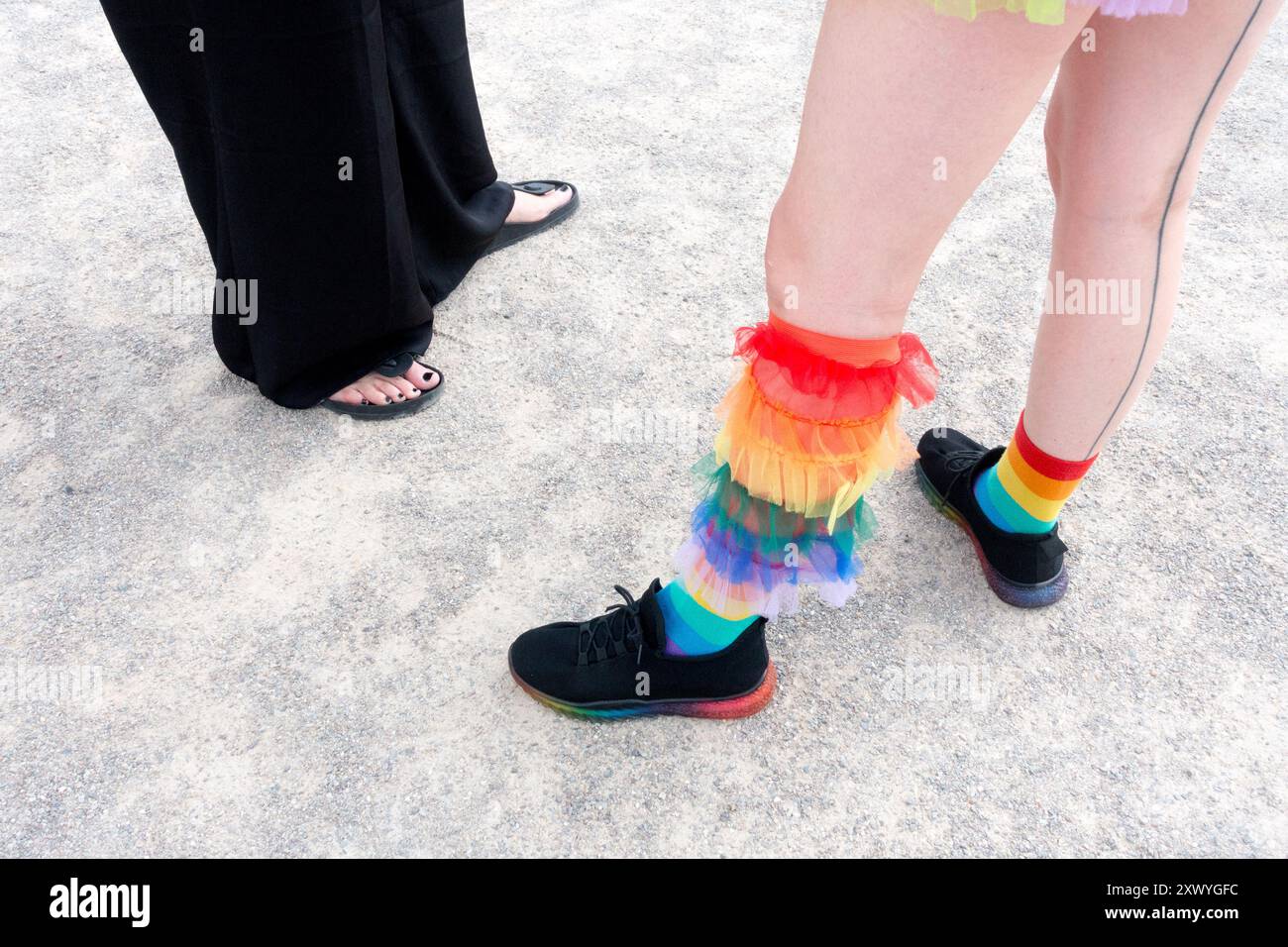 Women wearing LGBT socks with rainbow colors LGBT fashion Stock Photo ...