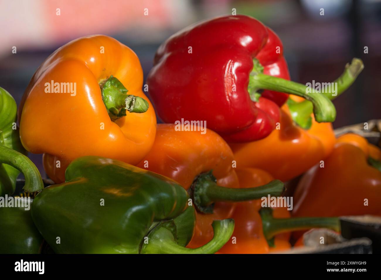 Fresh peppers on sale in Paris street market Stock Photo - Alamy