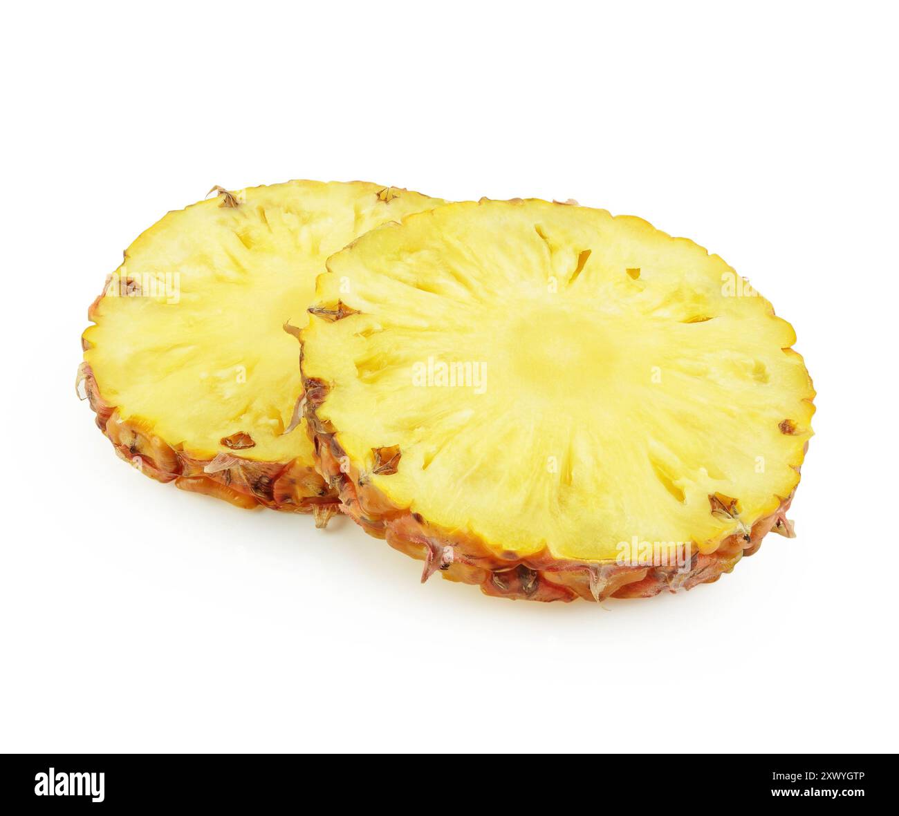 pineapple slices isolated on white background with Clipping Path Stock ...