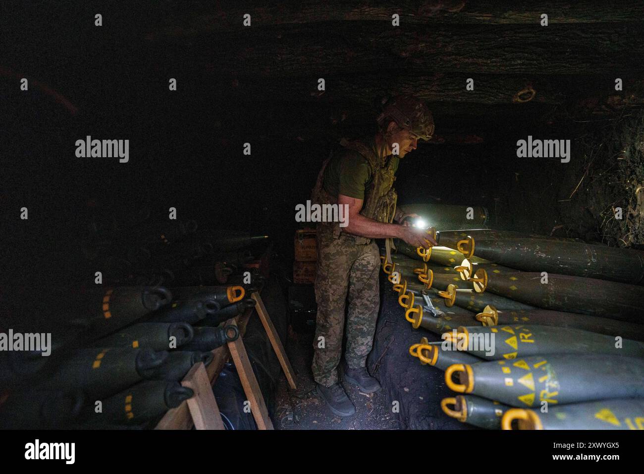 Ukrainian serviceman Oleh of 148th separate artillery brigade of the ...
