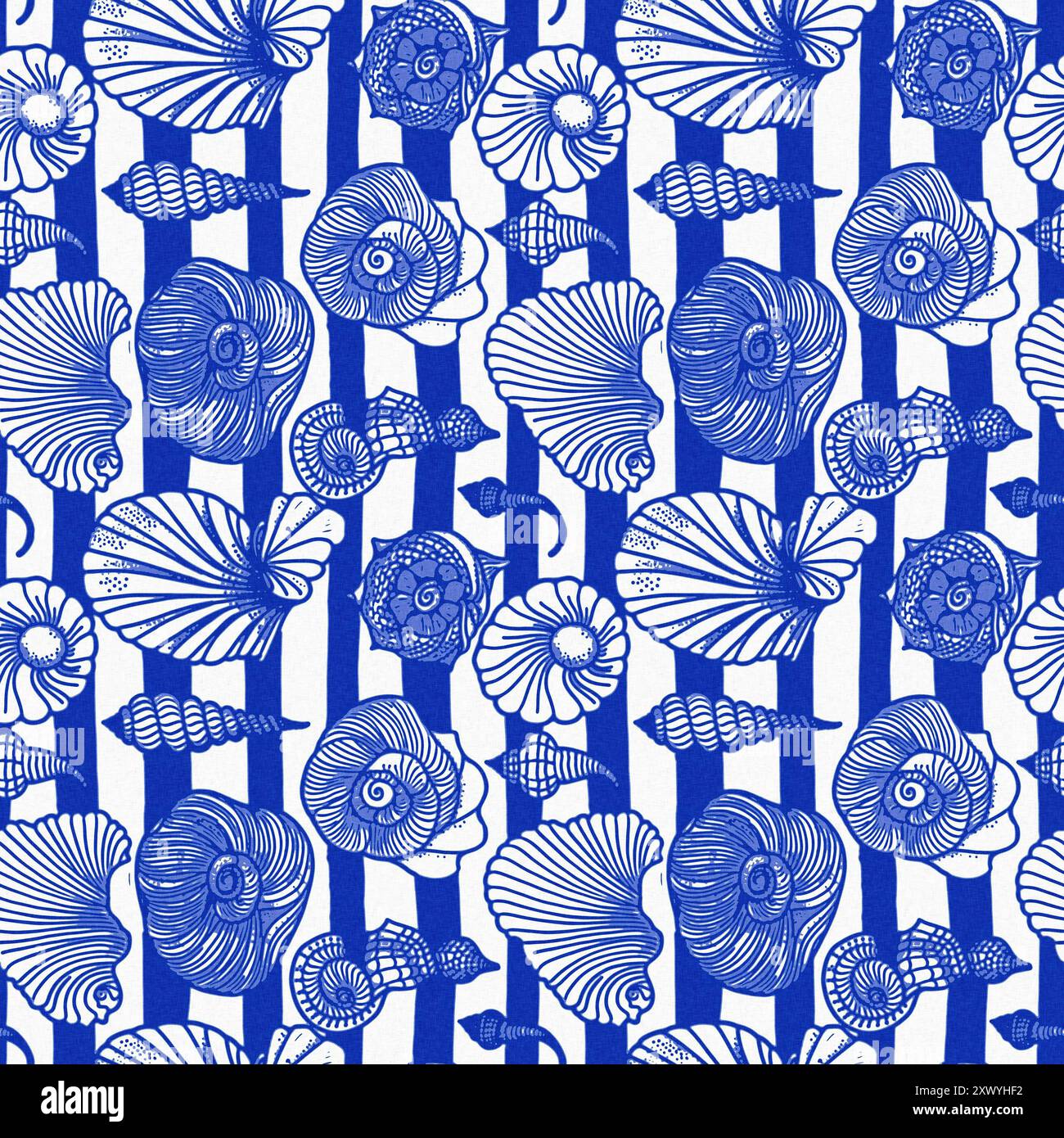 Azure blue white shell motif with linen seamless batik background ...