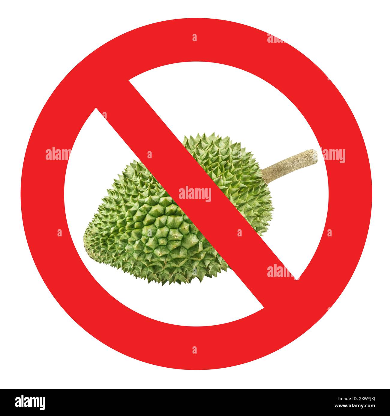 Circle prohibited red sign for no durian allowed Isolated on white ...