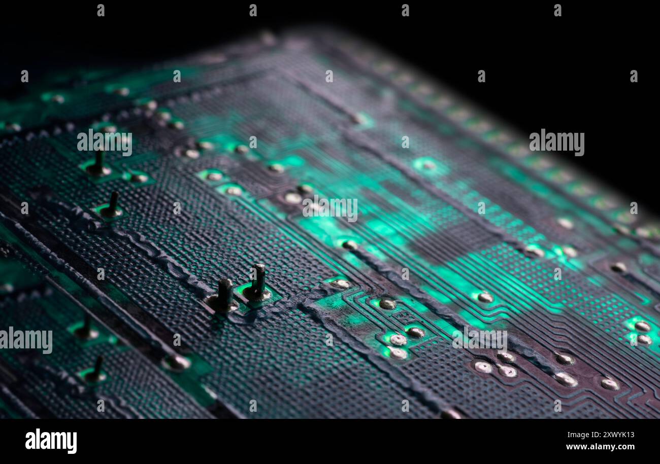 Electronic circuit board with many electrical components, isolated on ...