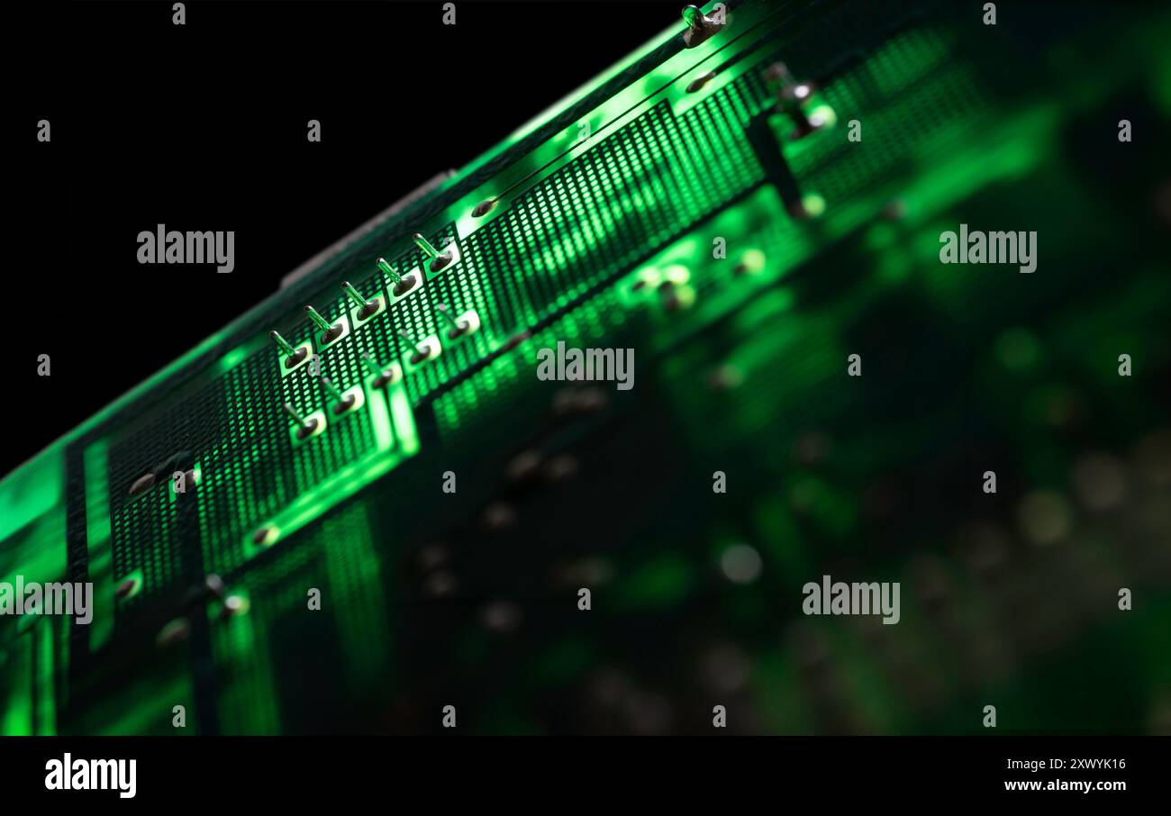 Electronic circuit board with many electrical components, isolated on ...