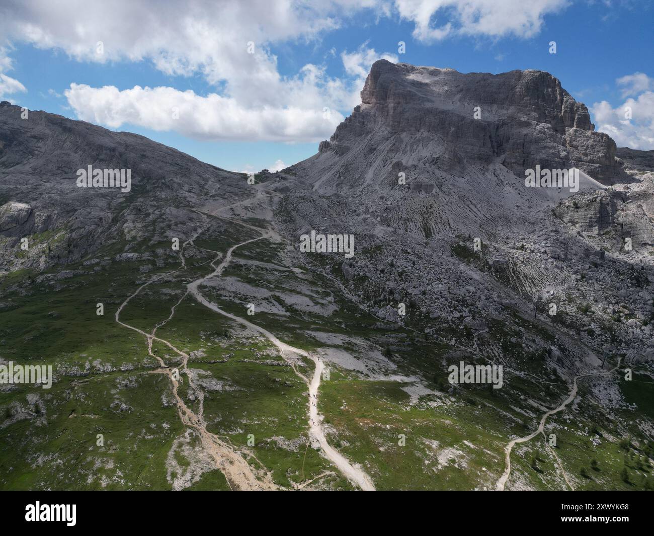 Cinque 5 torri five towers Aerial view of the Dolomites mountain ...
