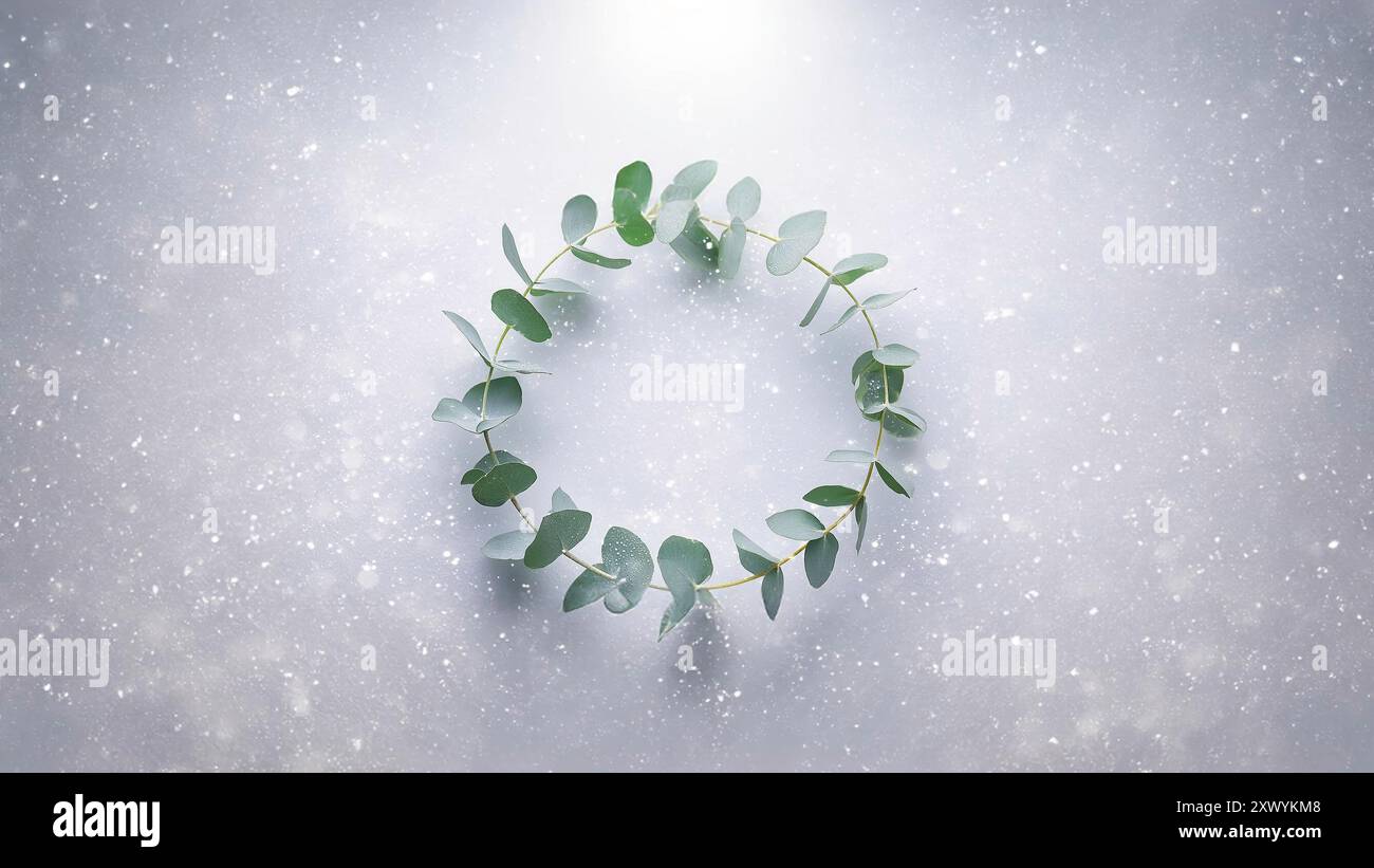 minimalist eucalyptus wreath flat lay on white background. stylish ...