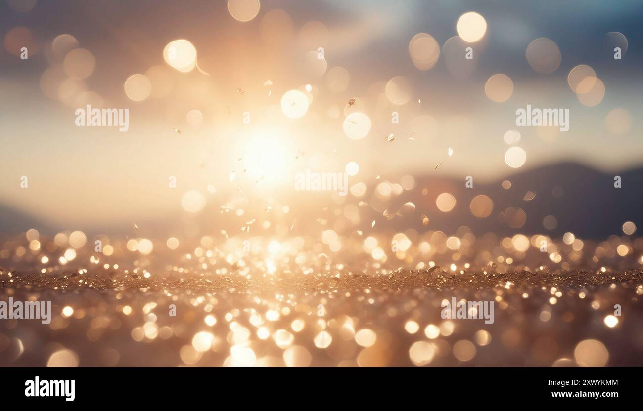 Sparkling Golden Glitter and Bokeh background, soft glow light, Winter ...