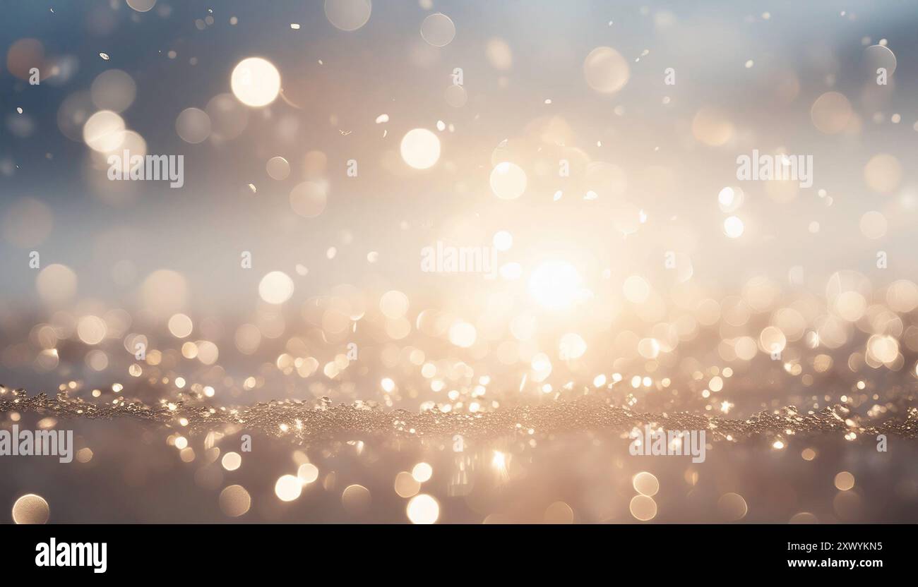 Sparkling snowy Dust and Glitter in the Glowing Golden Light of Sunset ...