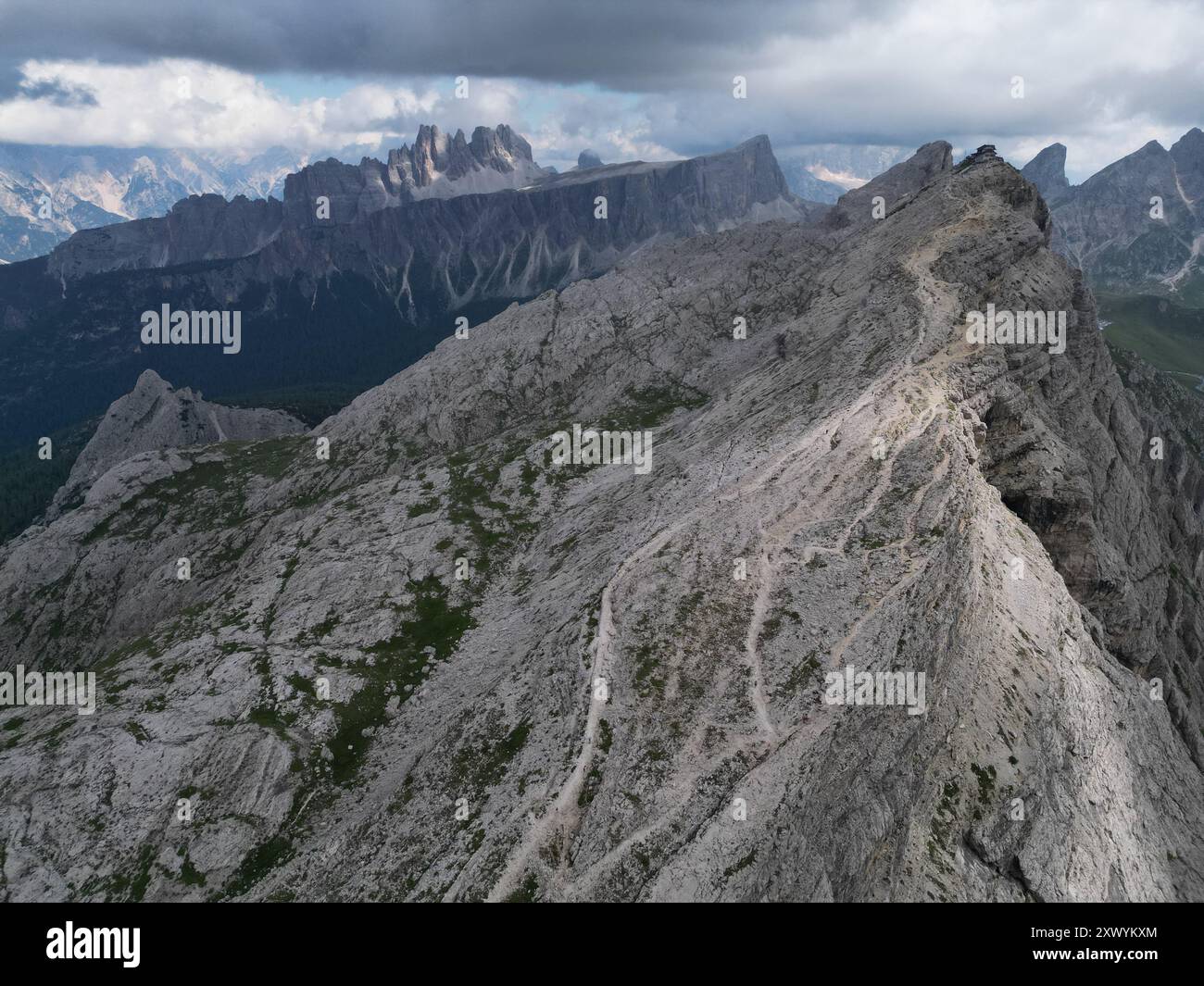 Cinque 5 torri five towers Aerial view of the Dolomites mountain ...