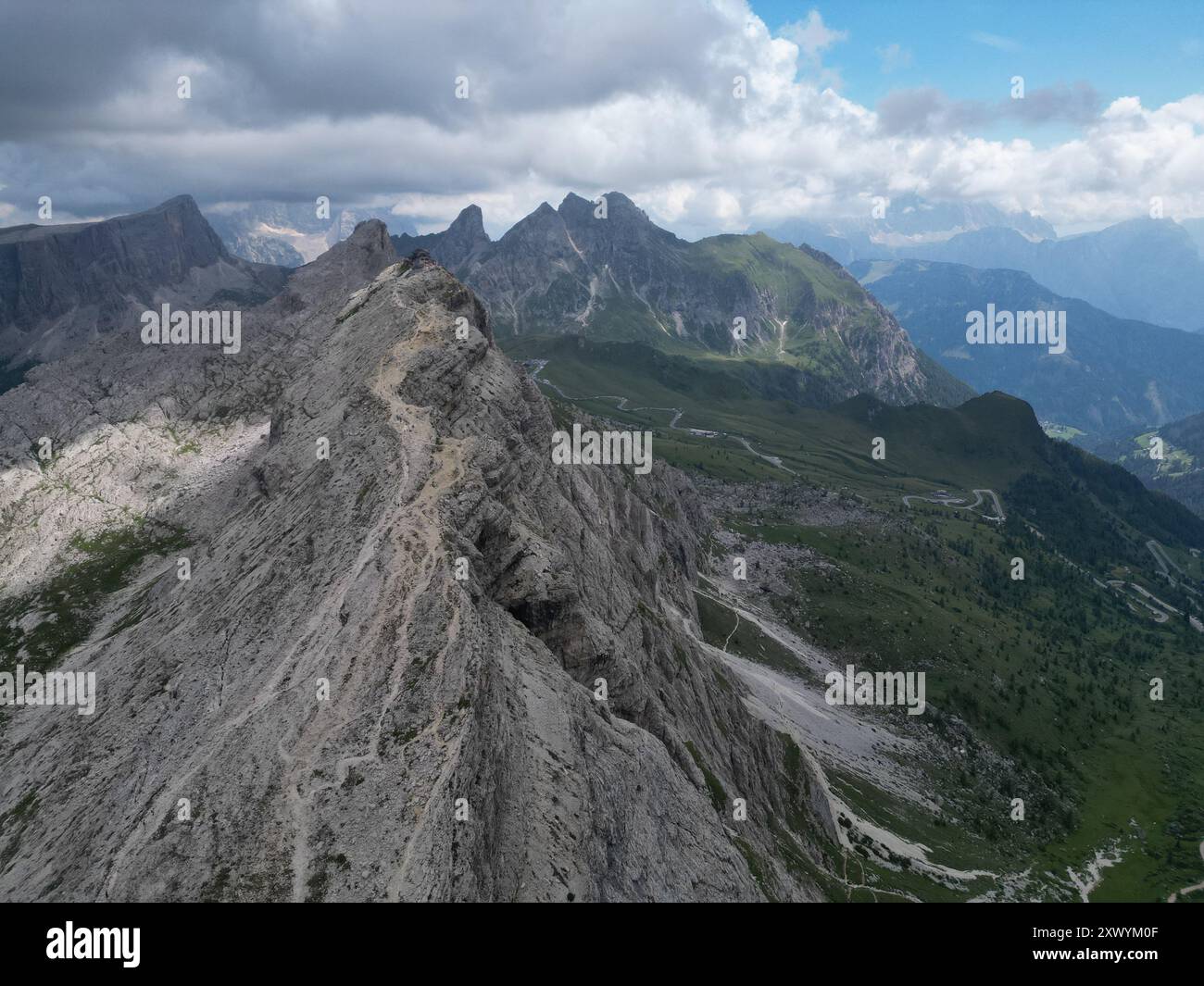 Cinque 5 torri five towers Aerial view of the Dolomites mountain ...