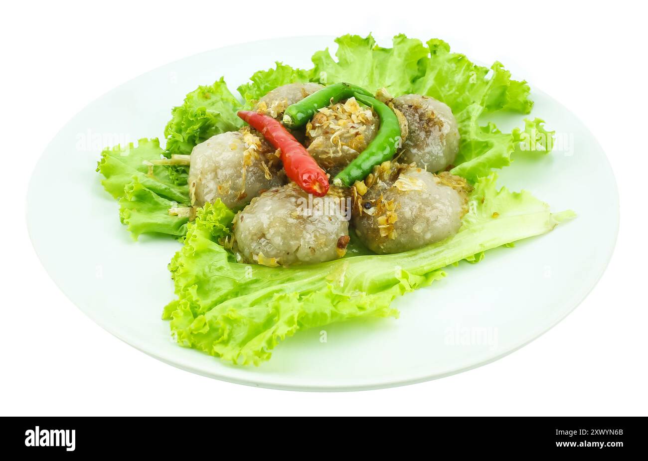 Steamed tapioca balls with peanut and pork filling Stock Photo - Alamy