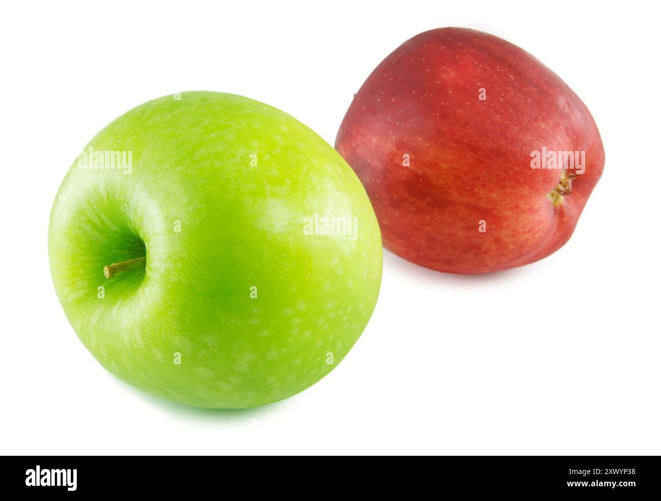 Green and red apple on white background Stock Photo - Alamy