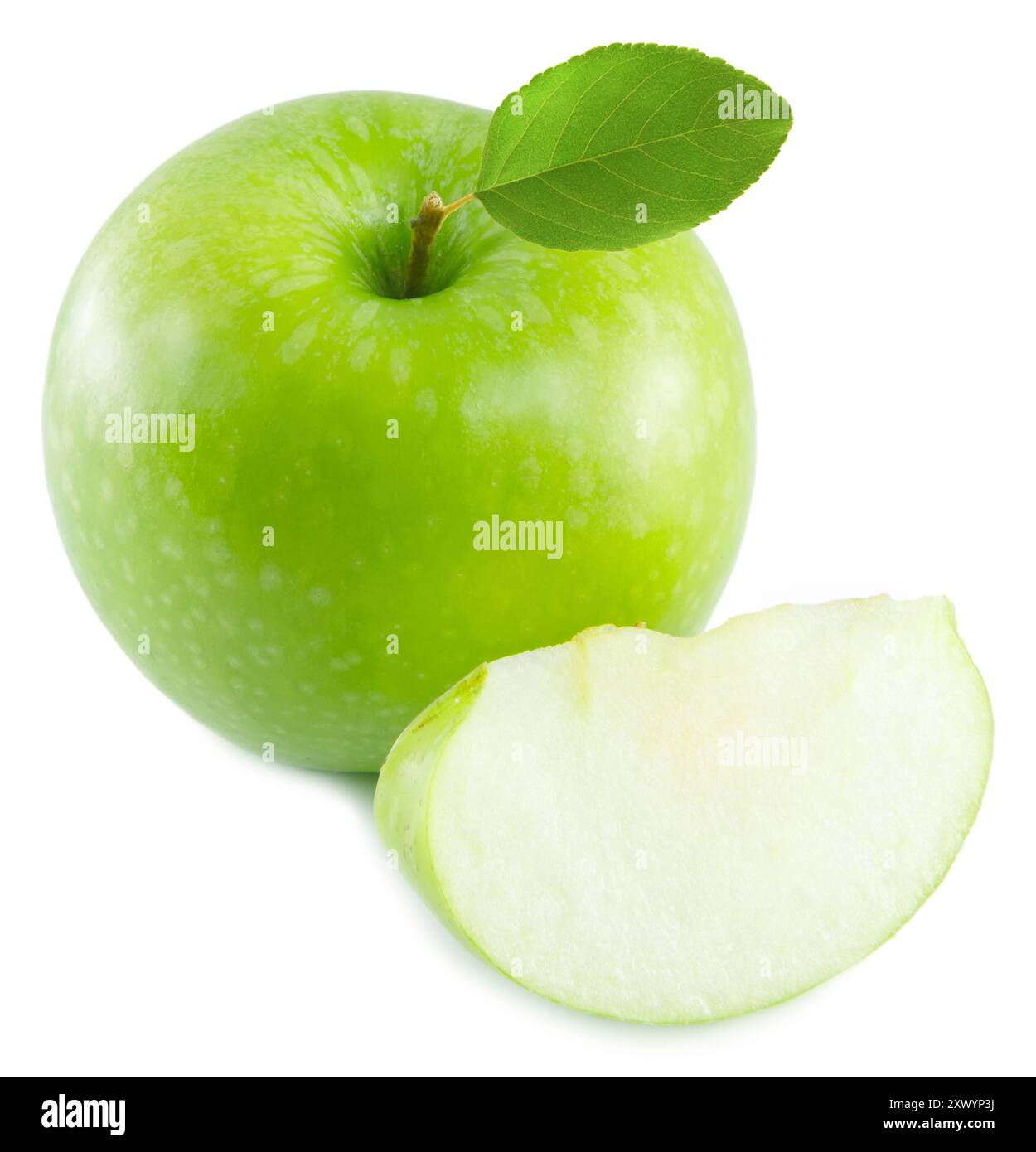 Green apples and half of apple Isolated on a white background Stock ...
