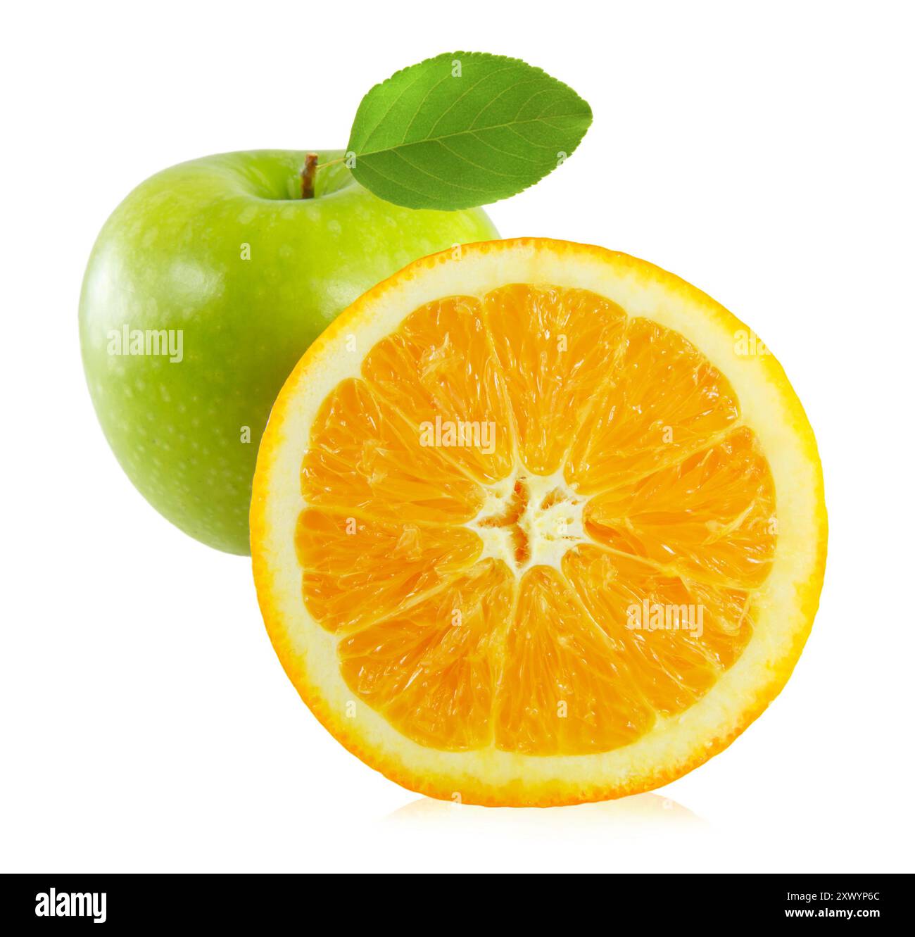 Apples and orange isolated on white background Stock Photo - Alamy