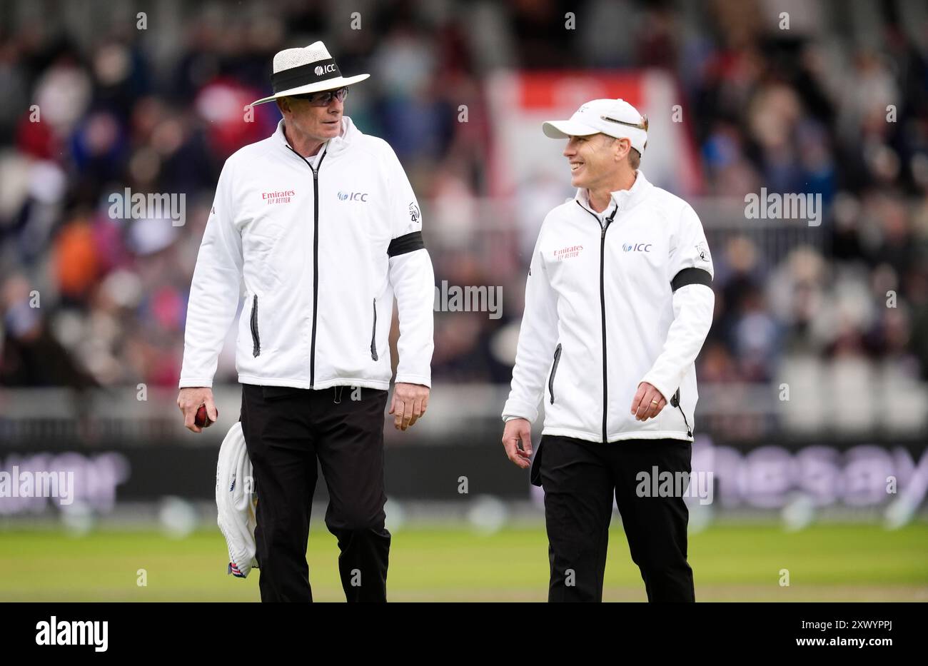 Umpires Paul Reiffel and Chris Gaffaney during day one of the First ...