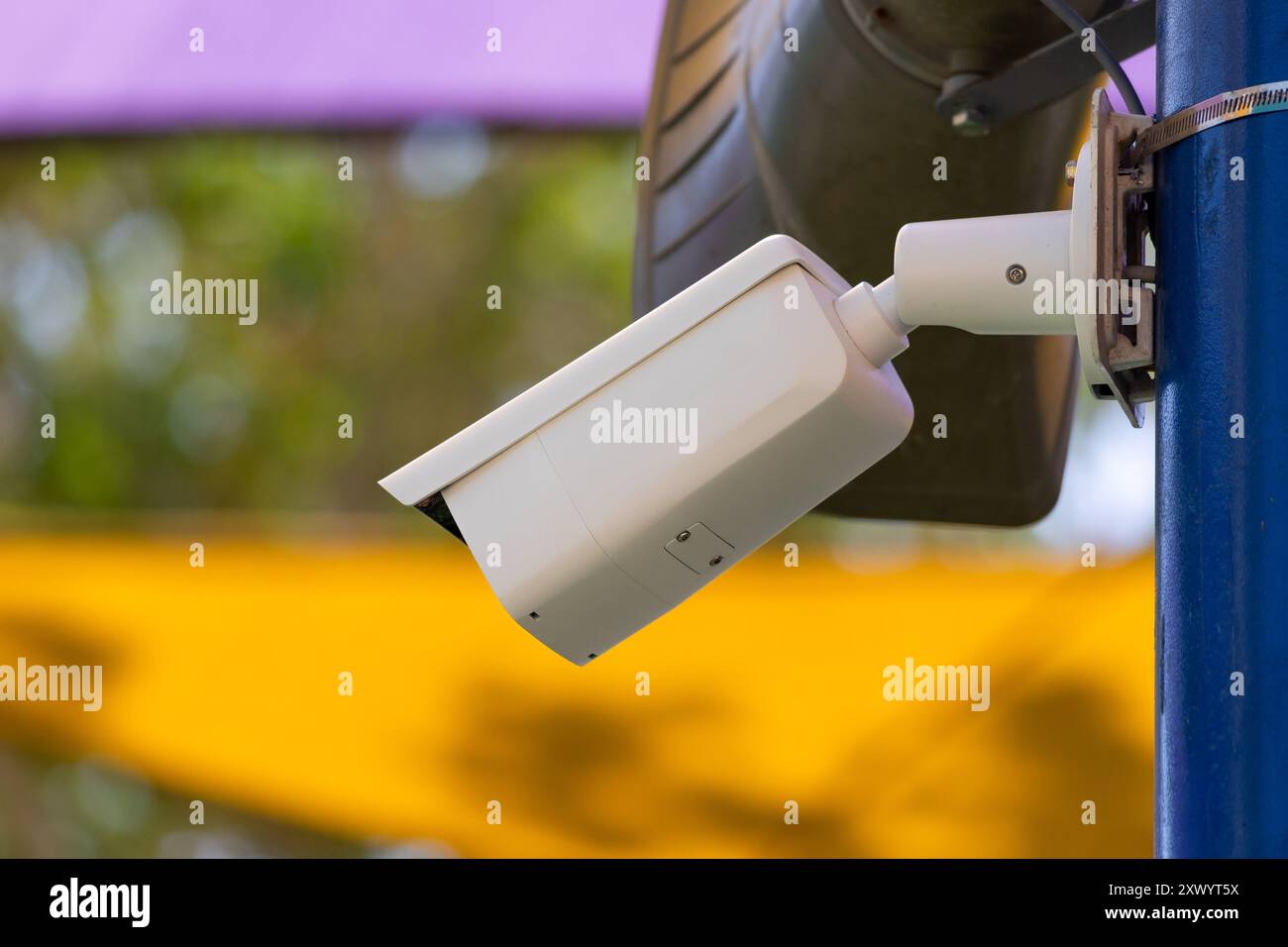 CCTV cameras and loudspeaker on children playground Stock Photo - Alamy