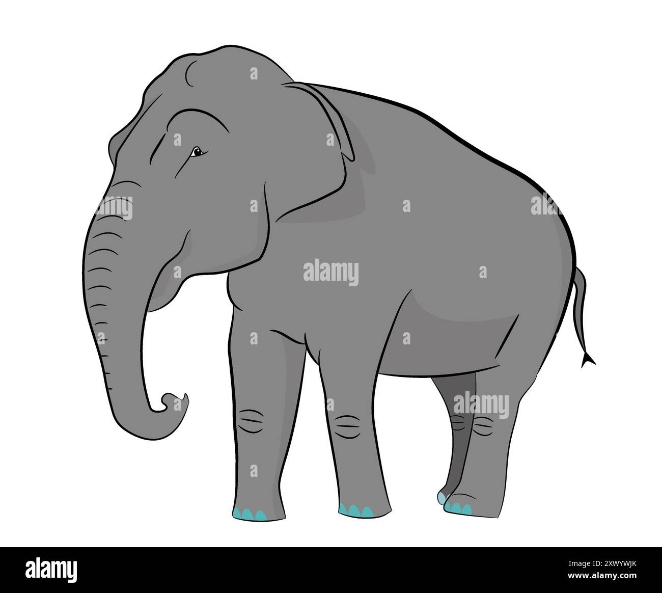 big cute elephant in cartoon style Stock Photo - Alamy