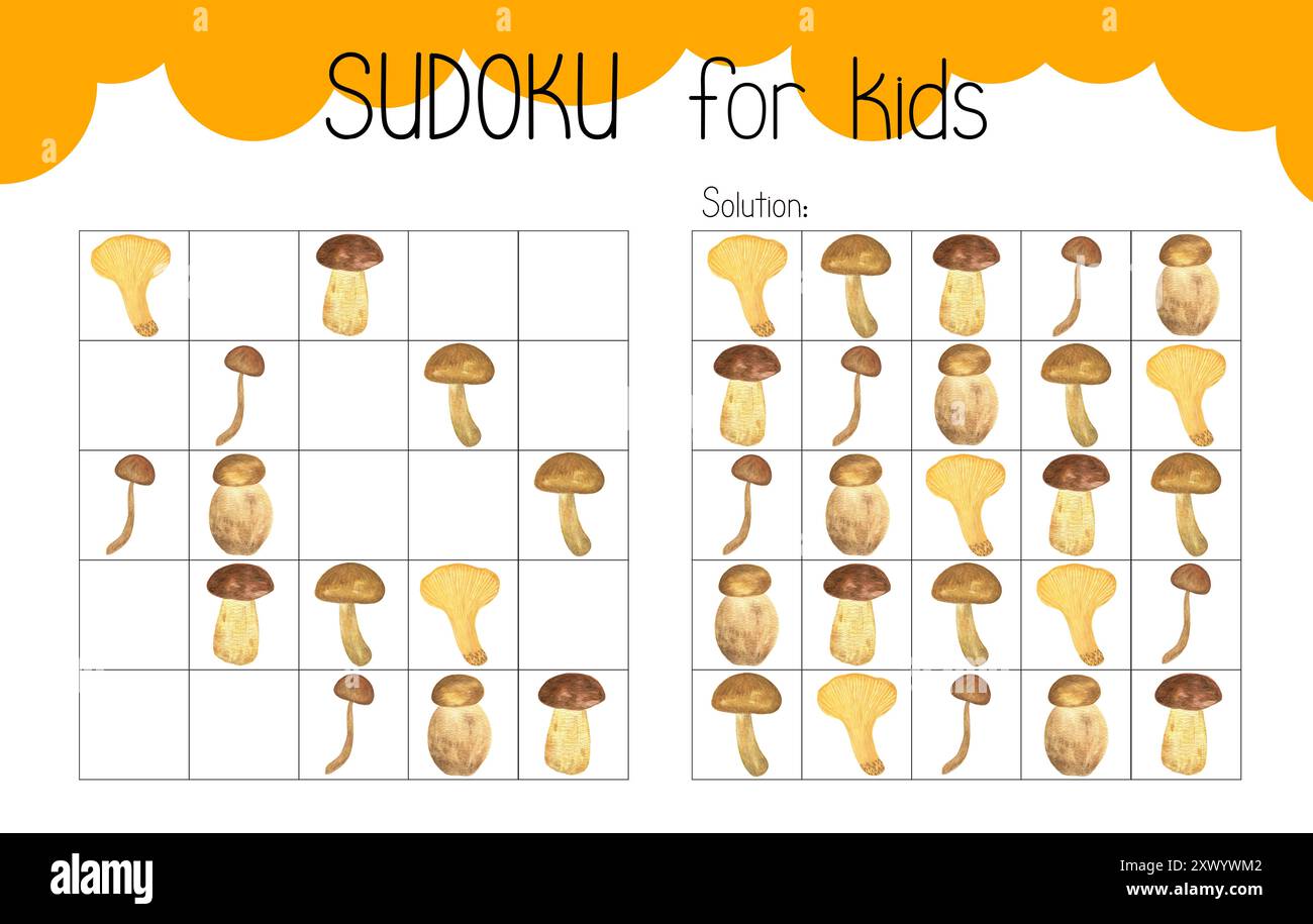 Mushroom sudoku educational game or leisure activity worksheet ...