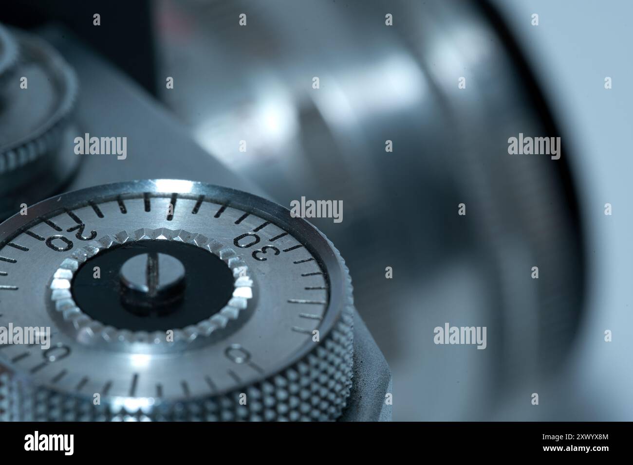 Macro shot of the film transport wheel with frame counter of an analog ...