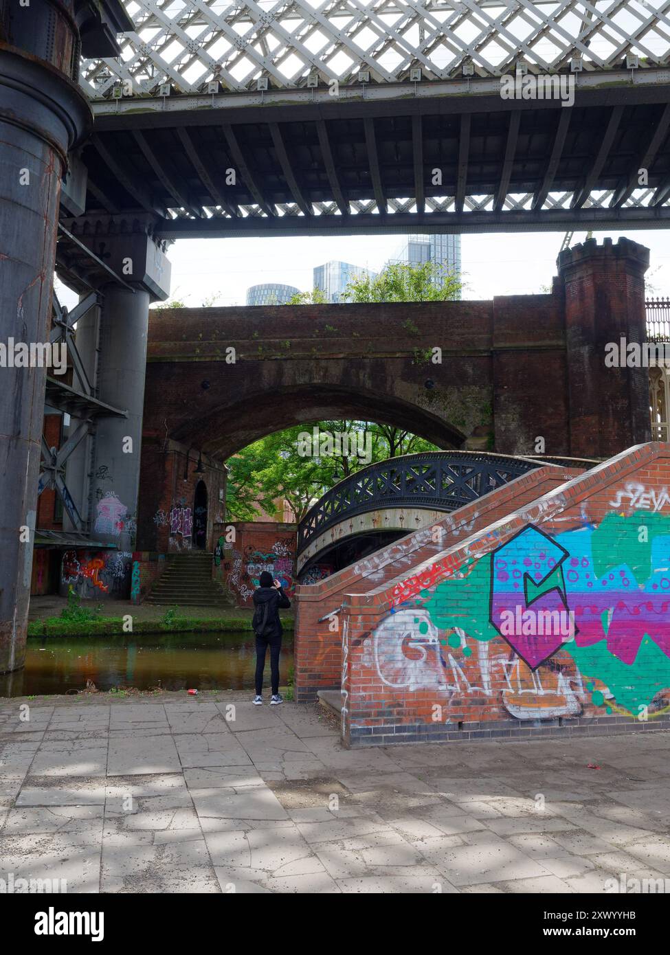 Bridge and Stairway beneath the Castlefield Viaduct, a Victorian ...